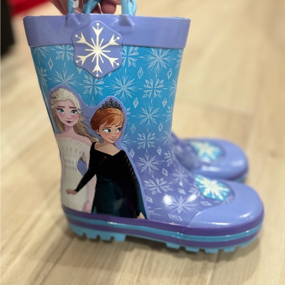 Disney | Shoes | Disney Frozen Kids Snowflake Rain Boots Purple And ...